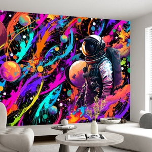 Space Graffiti Astronaut Wallpaper & Graffiti Street Art Planets Wall ...