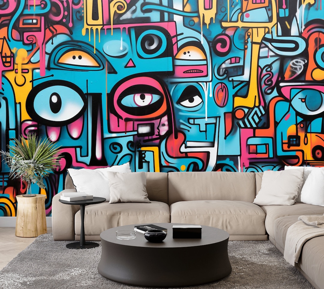 Graffiti African Tribes Wall Mural & Wallpaper African Totems Face ...