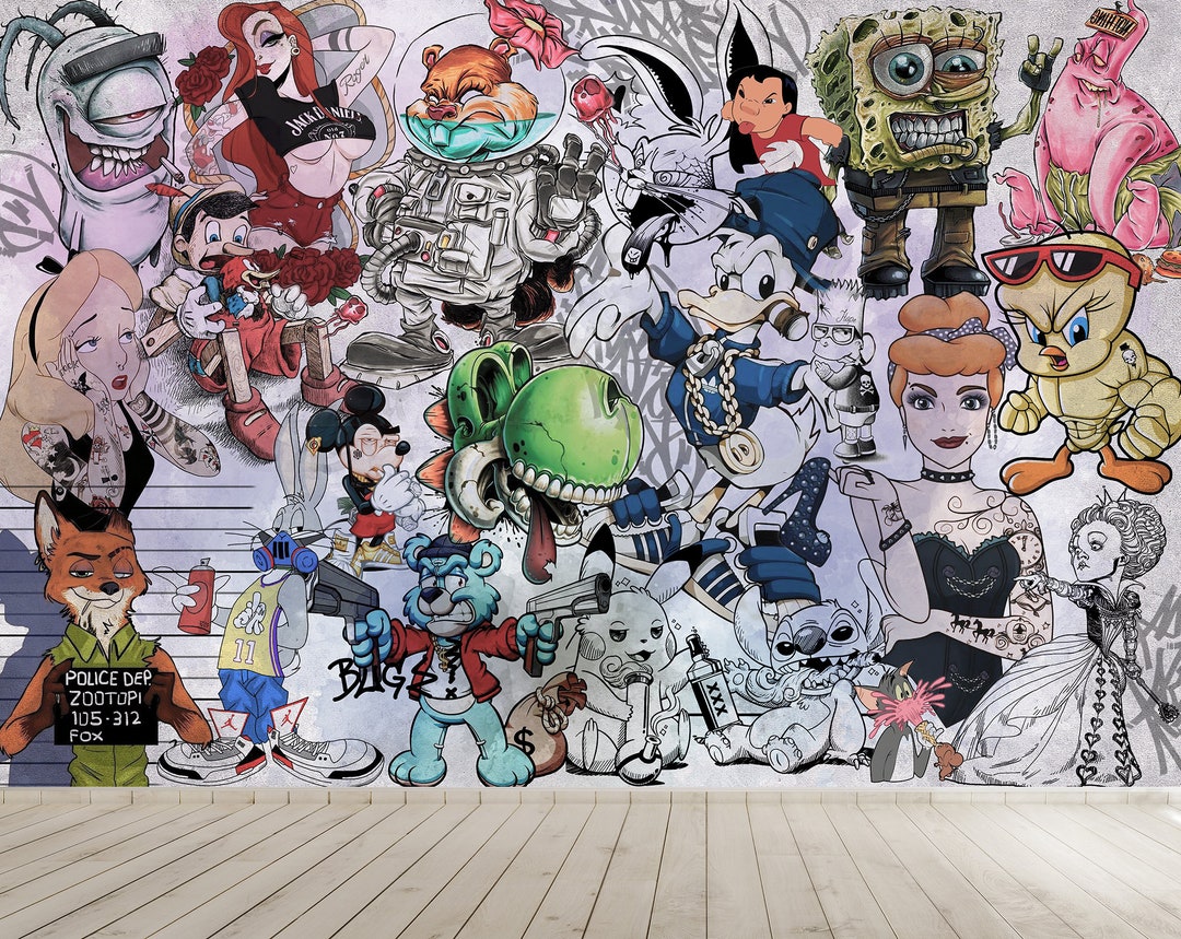 Cartoon Wallpaper & Wall Art Mural Graffiti Characters Cartoon Urban ...