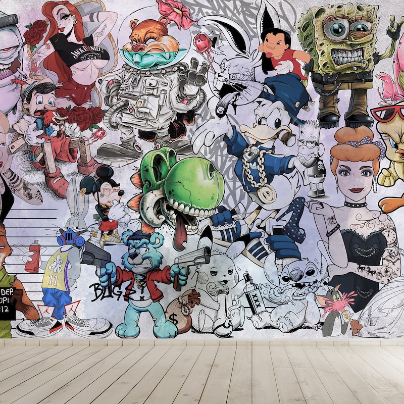 Cartoon Graffiti Wallpaper - Etsy