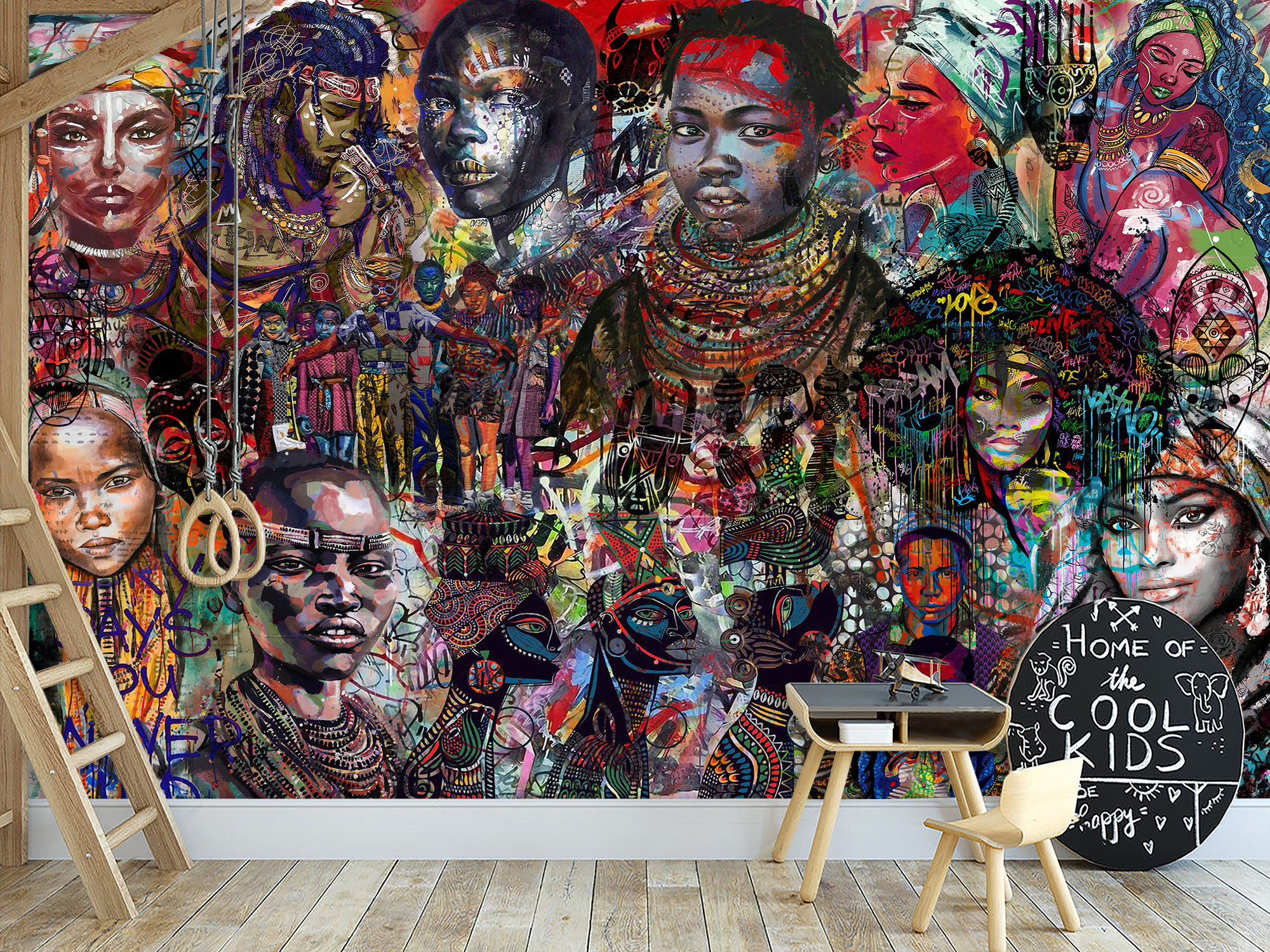 African Tribes Graffiti Wallpaper & Graffiti Street Art Wall Art Mural ...