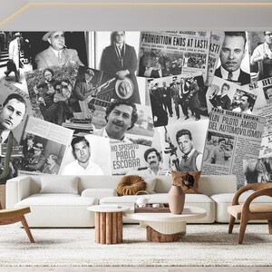 Gangster Mafia Collage Wallpaper Vintage Crime Bosses Aesthetic Mobster ...