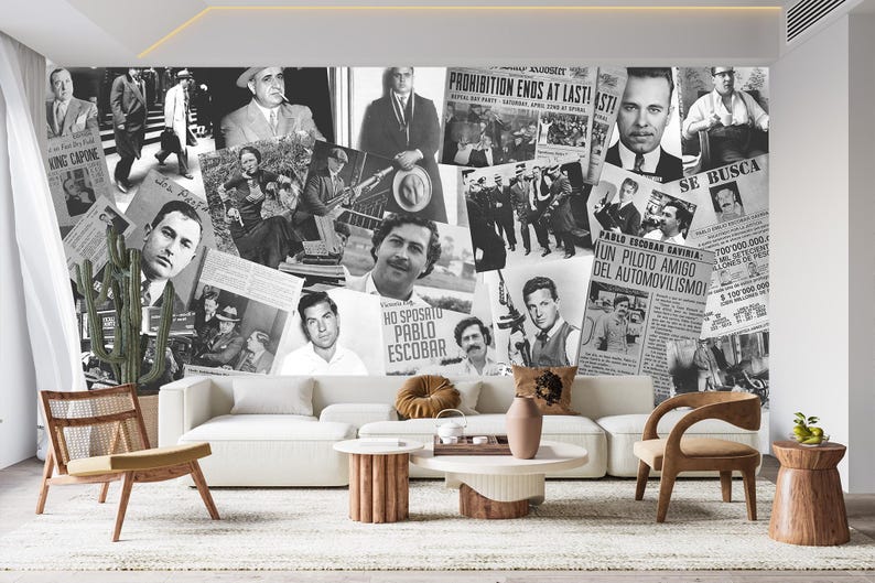 Gangster Mafia Collage Wallpaper Vintage Crime Bosses Aesthetic Mobster ...