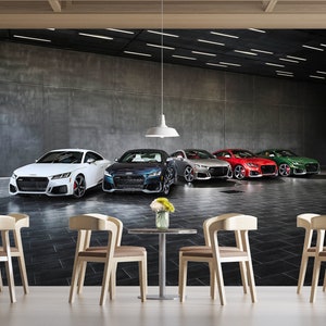 Sport Cars Wall Mural Wallpaper Peel and Stick Garage With Car ...