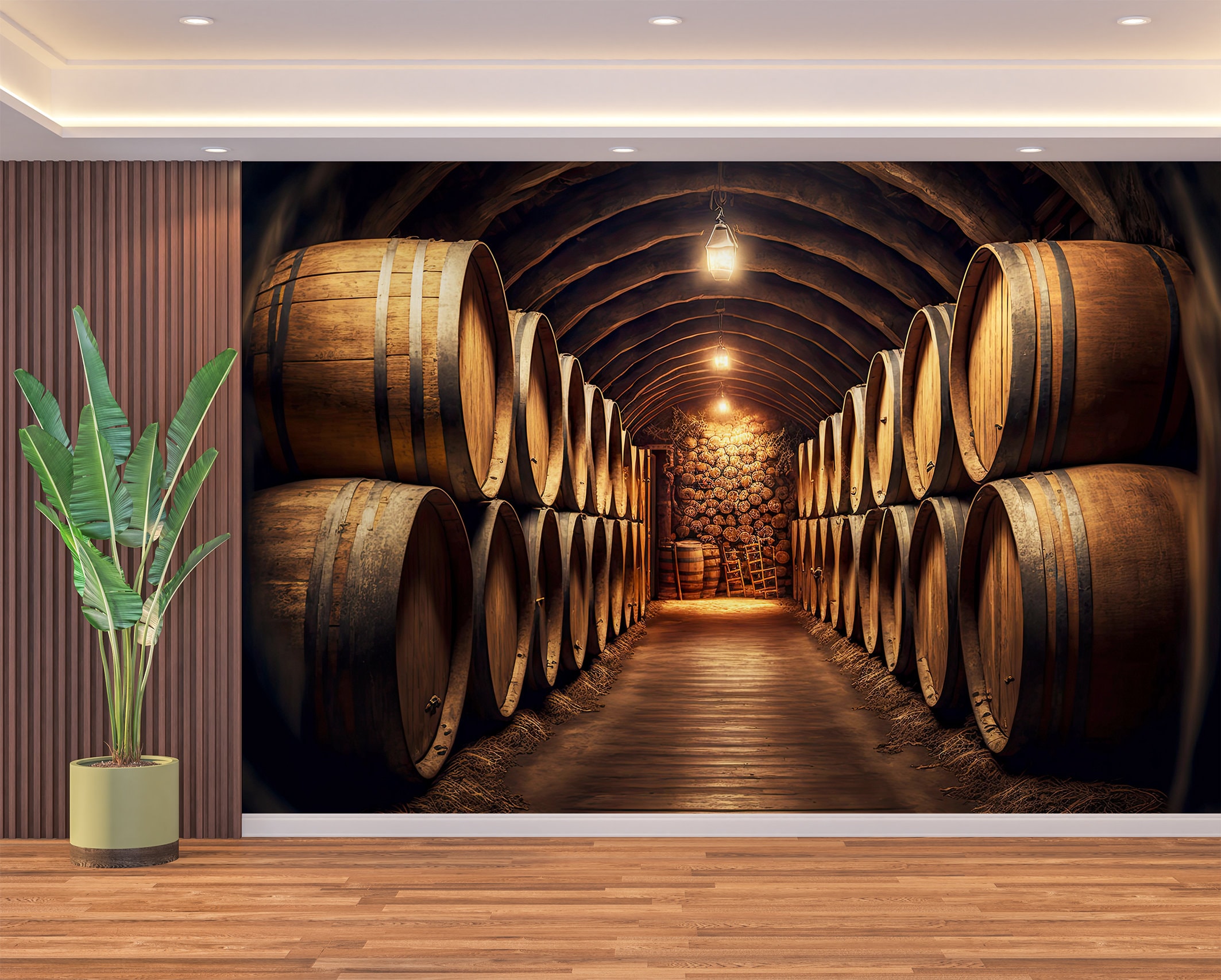 Wine Barrel & Wallpaper Wall Art Mural Wine Cellar Vault Oak - Etsy Canada