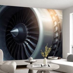 Aviation Wallpaper Turbojet Engine Wall Mural Turbine Aircraft Mural ...