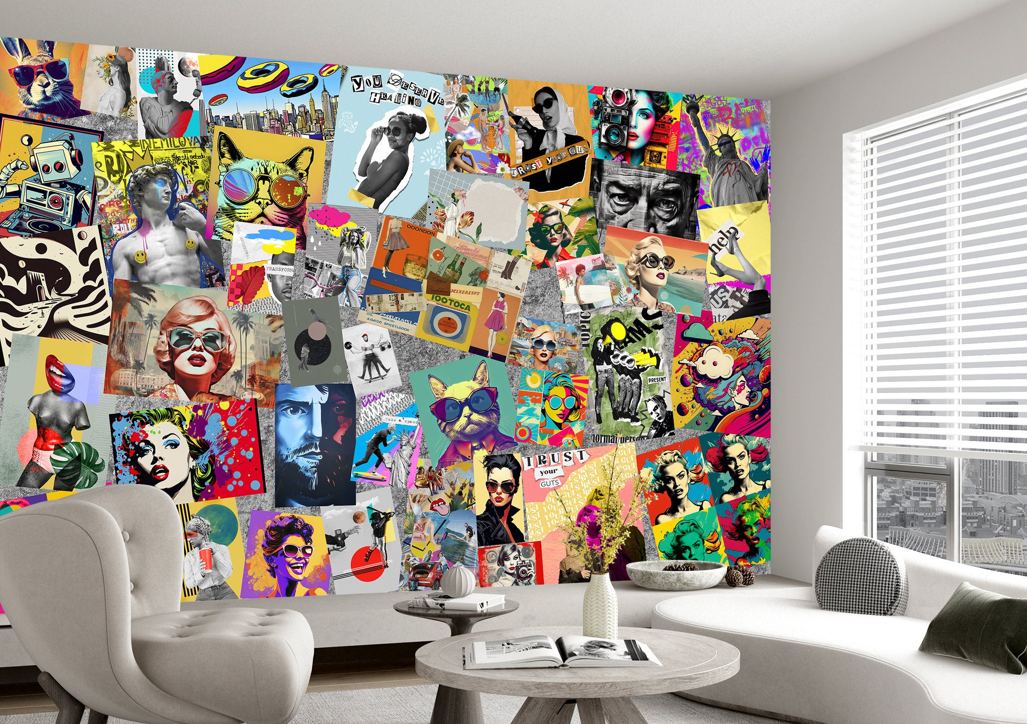 Pop Art Wallpaper Street Art Vintage & Wall Mural Retro Wall - Etsy