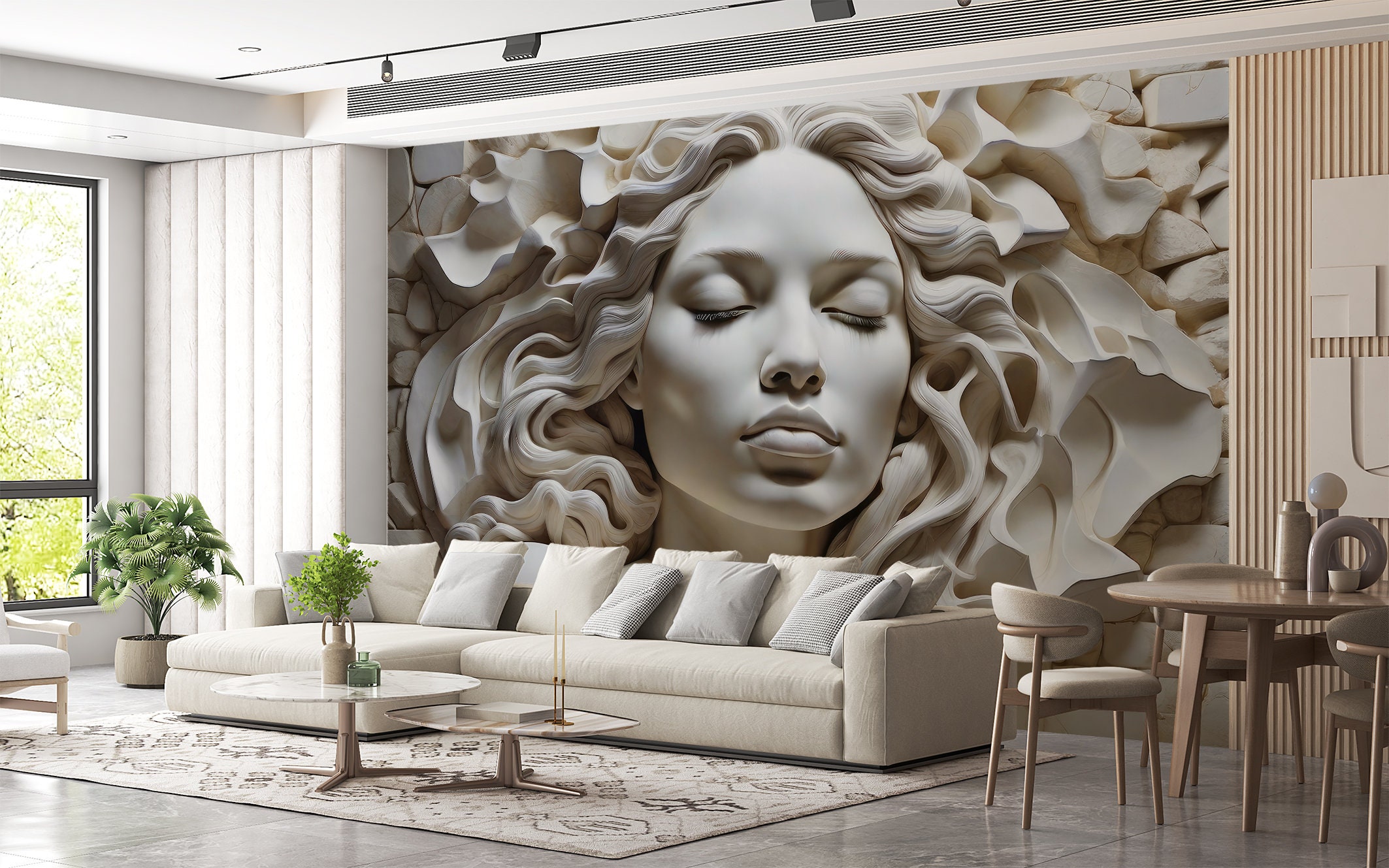 Statue Woman Wallpaper Ancient Woman Sculpture Wall Mural Room Peel and ...