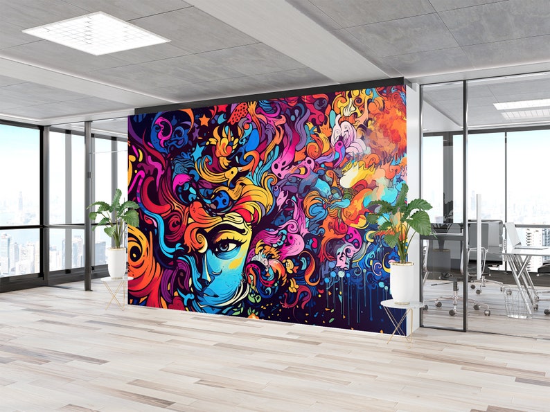 Girl Face Graffiti Abstract Wall Mural & Wallpaper Woman Graffiti Urban ...