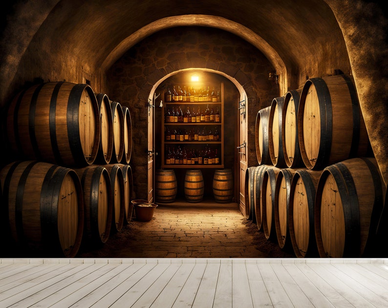 Winemaking Cellar & Wallpaper Wine Barrel Wall Art Mural Wine Cellar ...