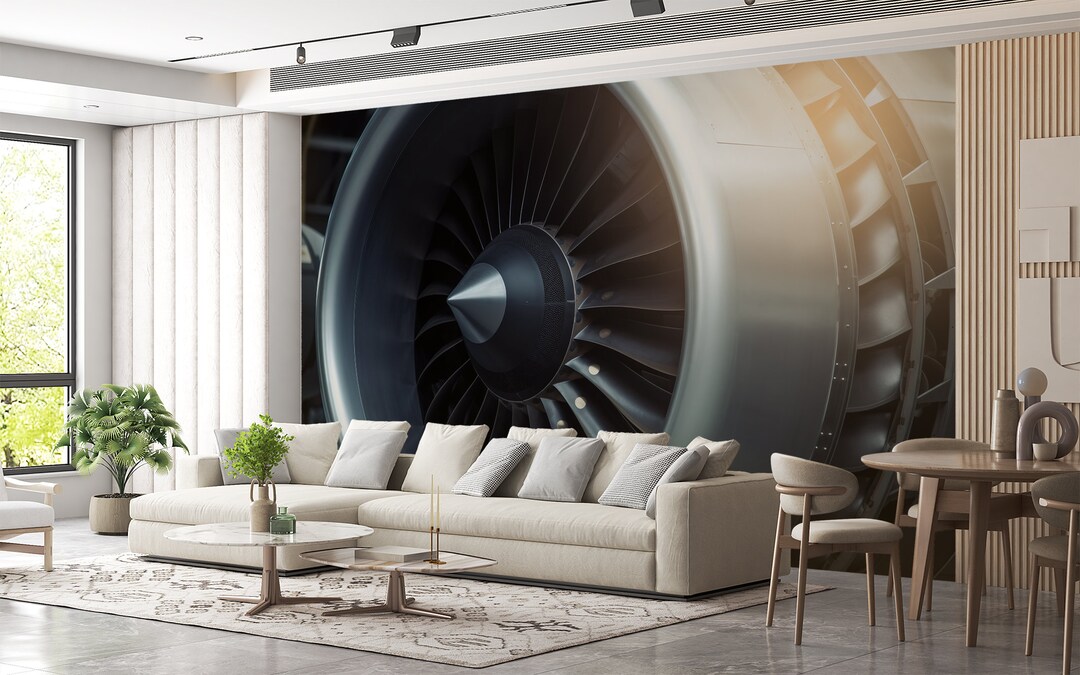 Buy Turbojet Engine Wallpaper & Wall Art Mural Turbine Aircraft ...