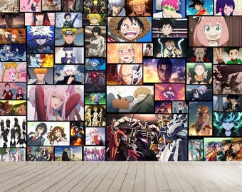 Anime Collage Wallpaper Famous Characters Anime Wall Mural Aesthetic Wall Room Decor Game Japanese Manga Peel and Stick Playroom Kids Mural Etsy