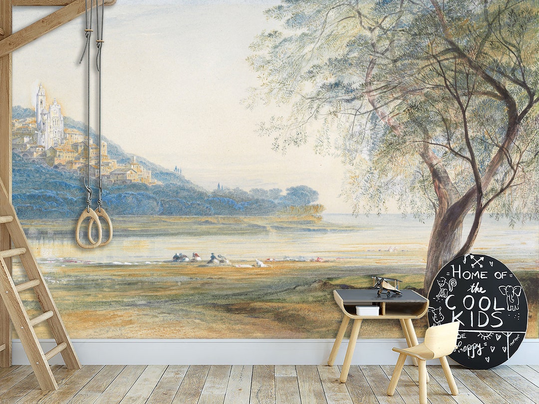Landscape Imperia Italy Tree by the Sea Wall Art Mural & Wallpaper Old ...