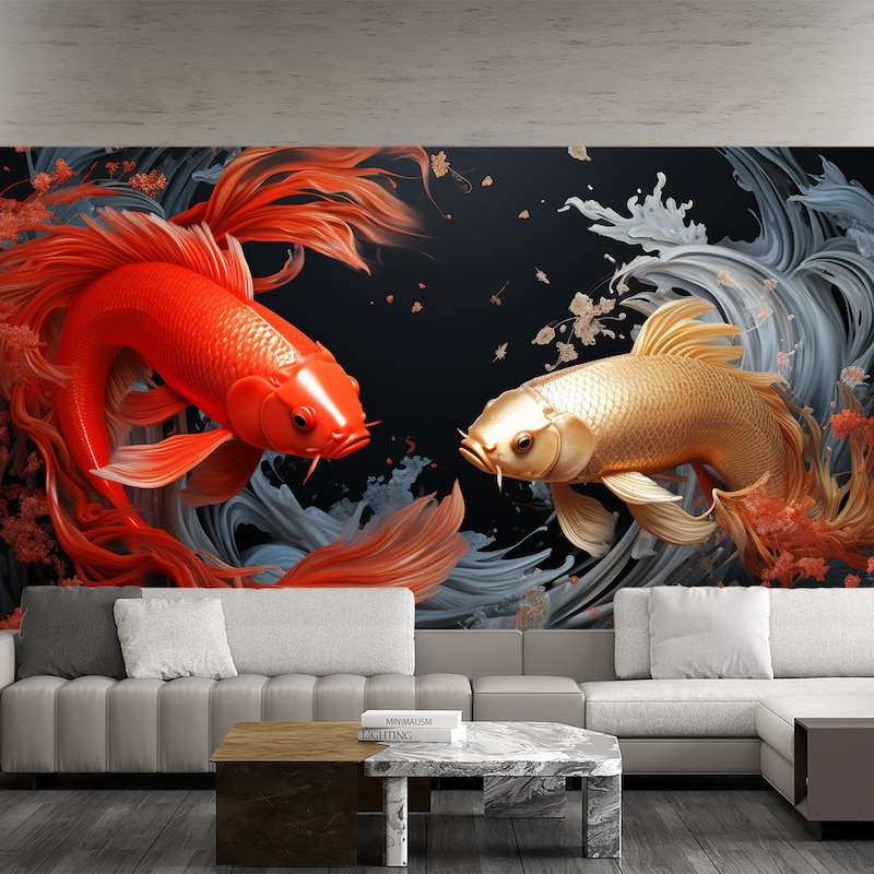 Koi Mural Wallpaper - Etsy