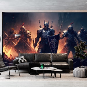 Knights Medieval Wallpaper & Wall Art Mural Warriors Decor Home Room ...