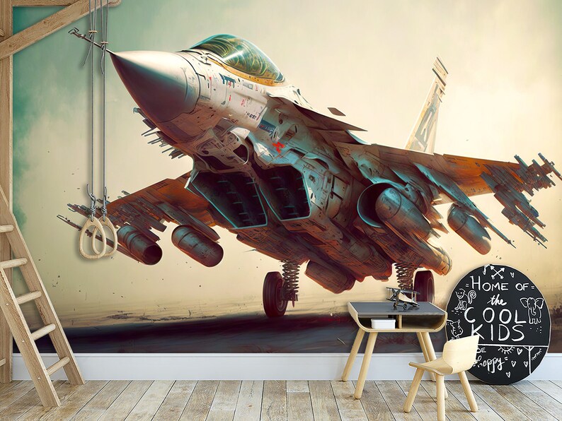 Jet Fighter Wall Art Mural & Wallpaper Aircraft Peel and Stick - Etsy