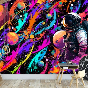 Space Graffiti Astronaut Wallpaper & Graffiti Street Art Planets Wall ...