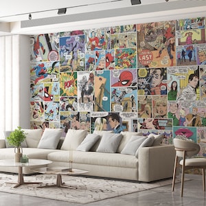 Comics Aesthetic Collage Wall Mural & Wallpaper Cartoon Characters ...