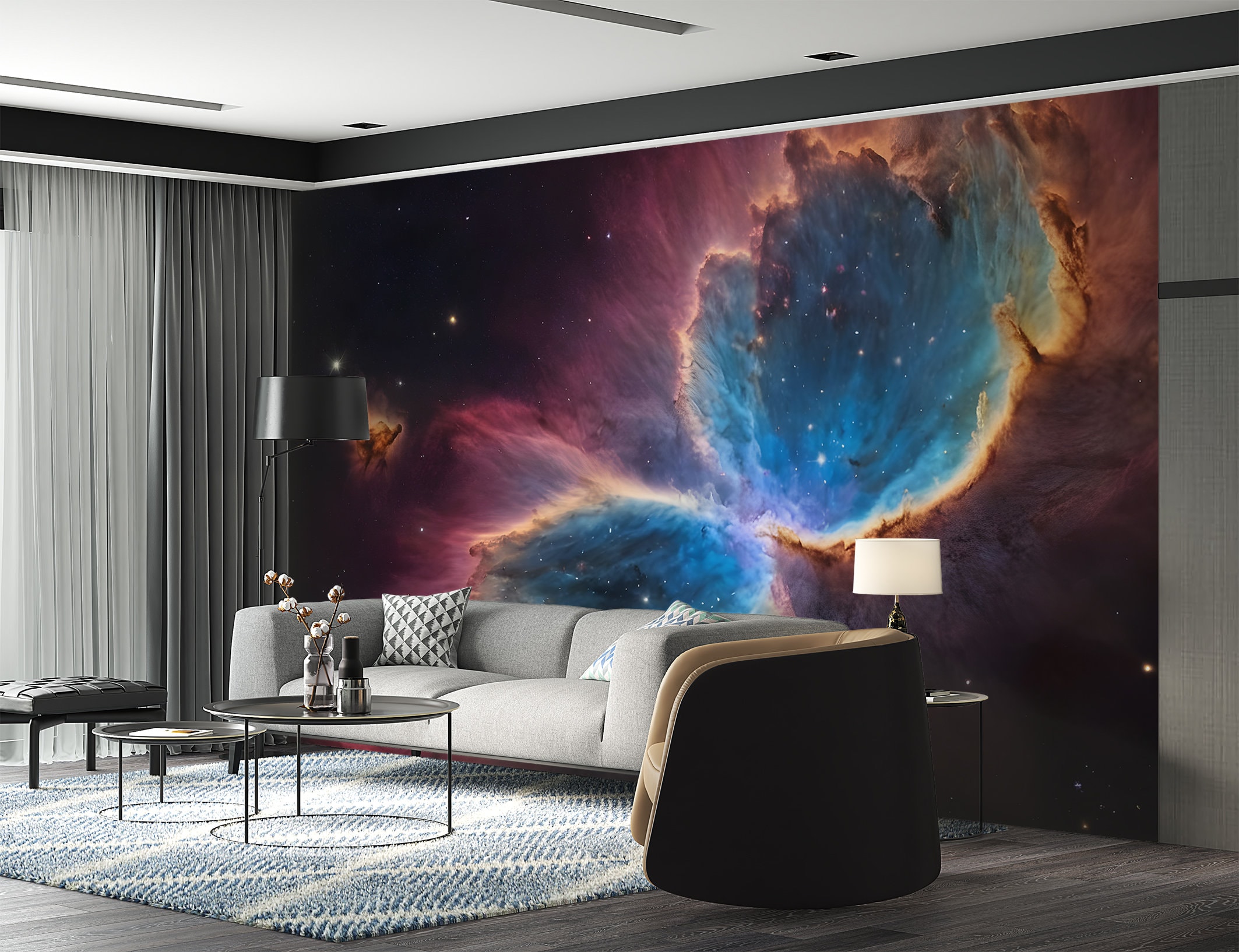 Nebula Space Galaxy Wallpaper & Wall Art Mural Starry Sky Space Galaxy ...