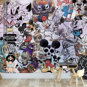 Graffiti Cartoon Wallpaper & Wall Art Mural Graffiti Characters Cartoon ...