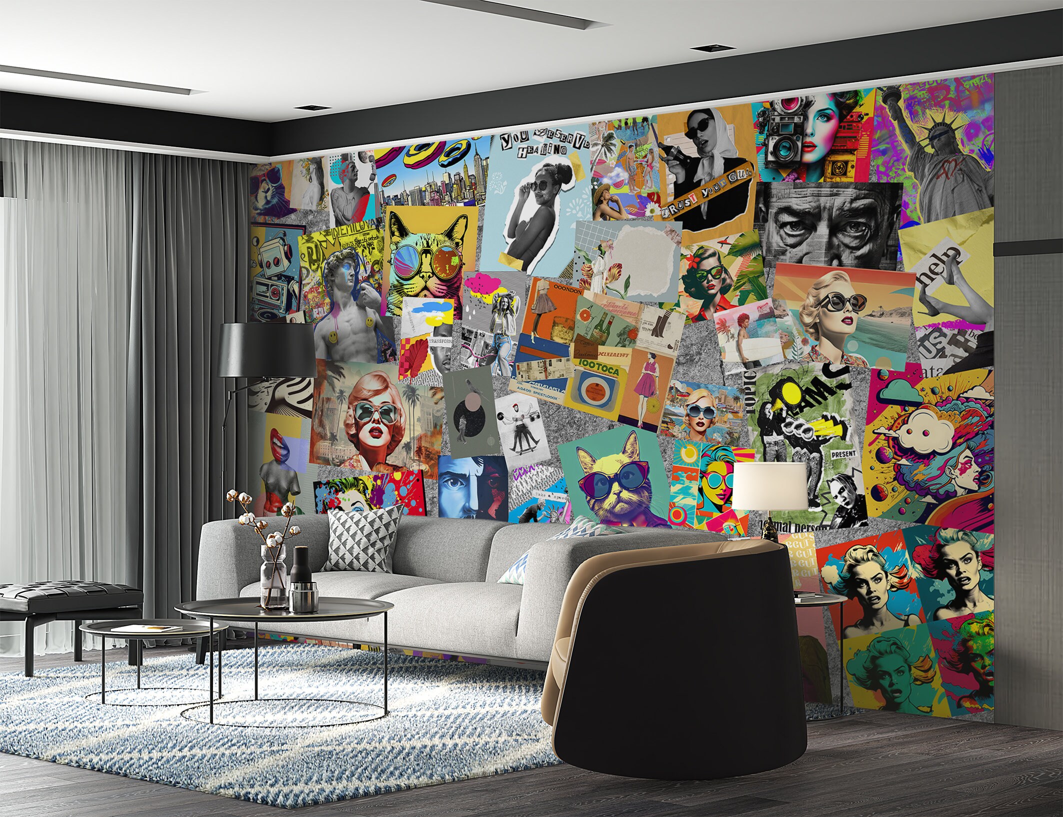 Pop Art Wallpaper Street Art Vintage & Wall Mural Retro Wall - Etsy