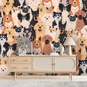 Dog Funky Wallpaper & Wall Mural Pets Nursery Pattern Dogs Wall Art ...