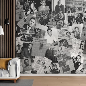 Gangster Mafia Collage Wallpaper Vintage Crime Bosses Aesthetic Mobster ...