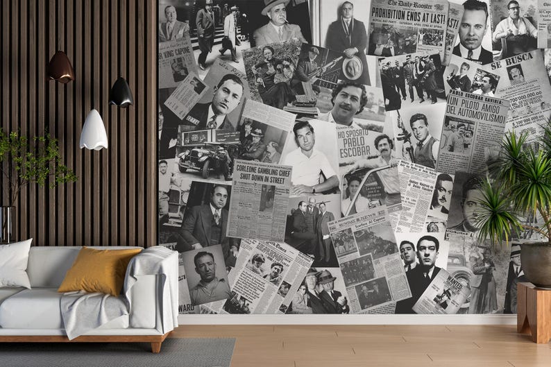 Gangster Mafia Collage Wallpaper Vintage Crime Bosses Aesthetic Mobster ...