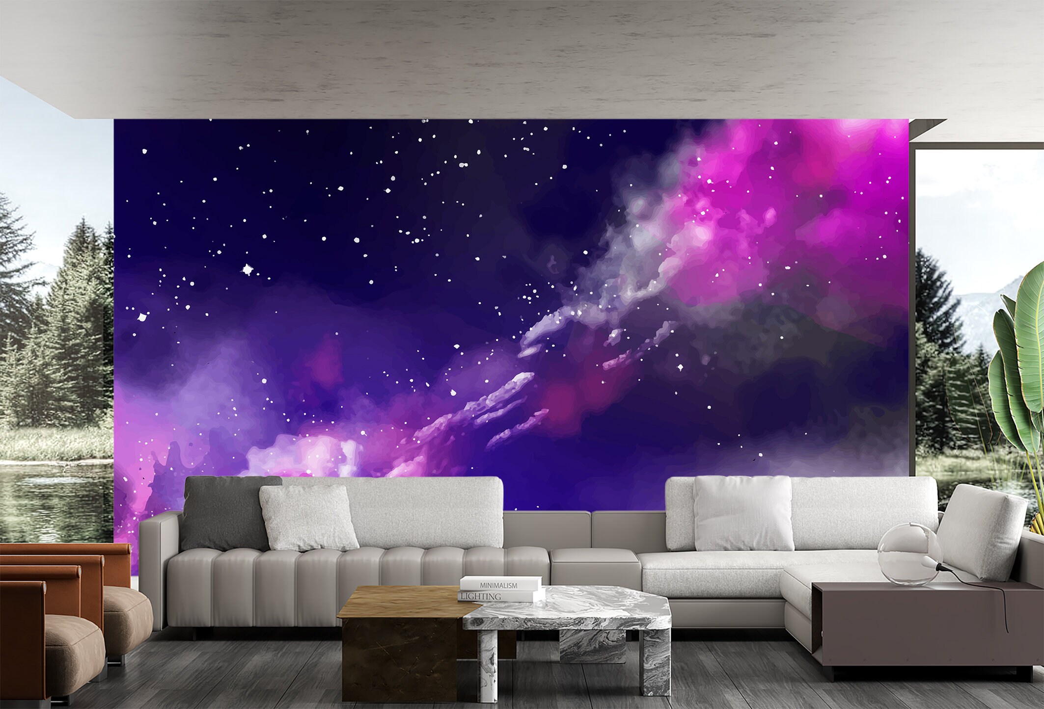Space Purple Galaxy Nebula Wallpaper & Wall Art Mural Galaxy - Etsy