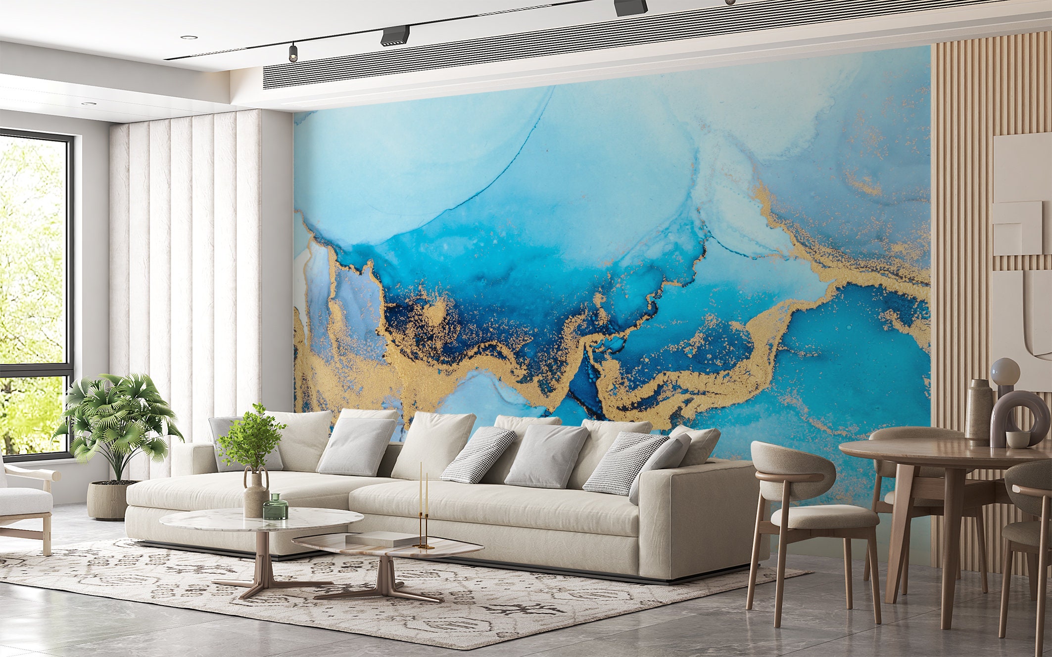 Blue Marble Wall Art Mural & Wallpaper Print Natural Marble - Etsy