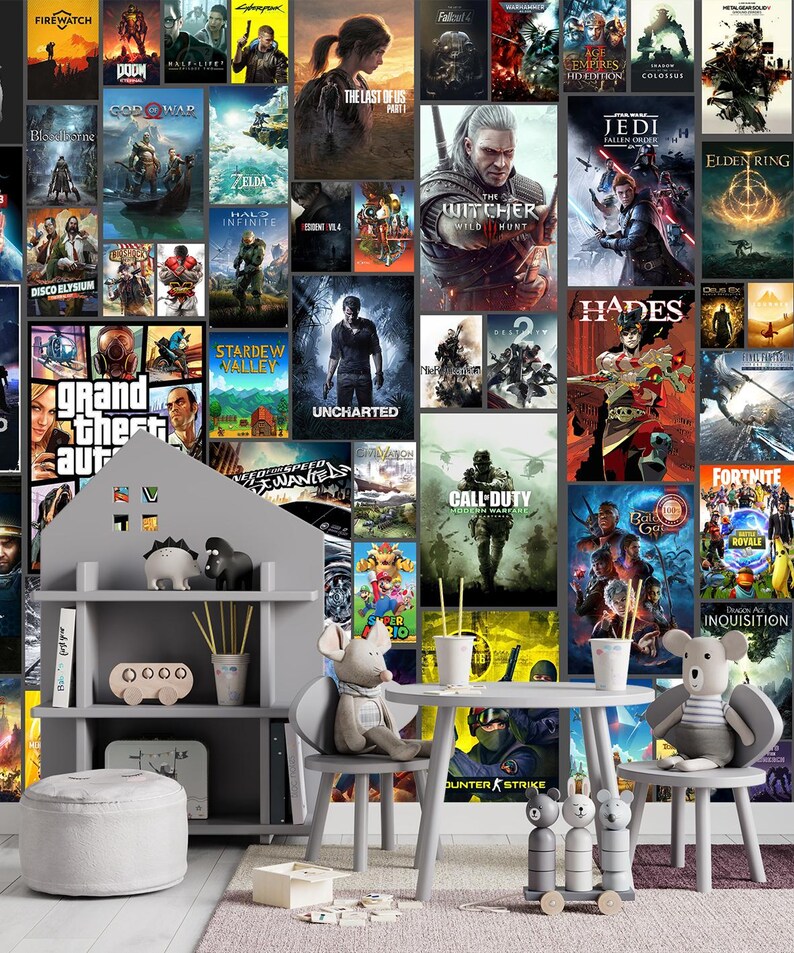 Famous Games Wallpaper & Wall Art Mural Modern Video Game Posters ...