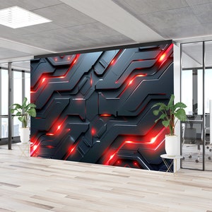 Tech Cyber Style Wallpaper Techno Wall Art Mural Hi Tech Technology ...