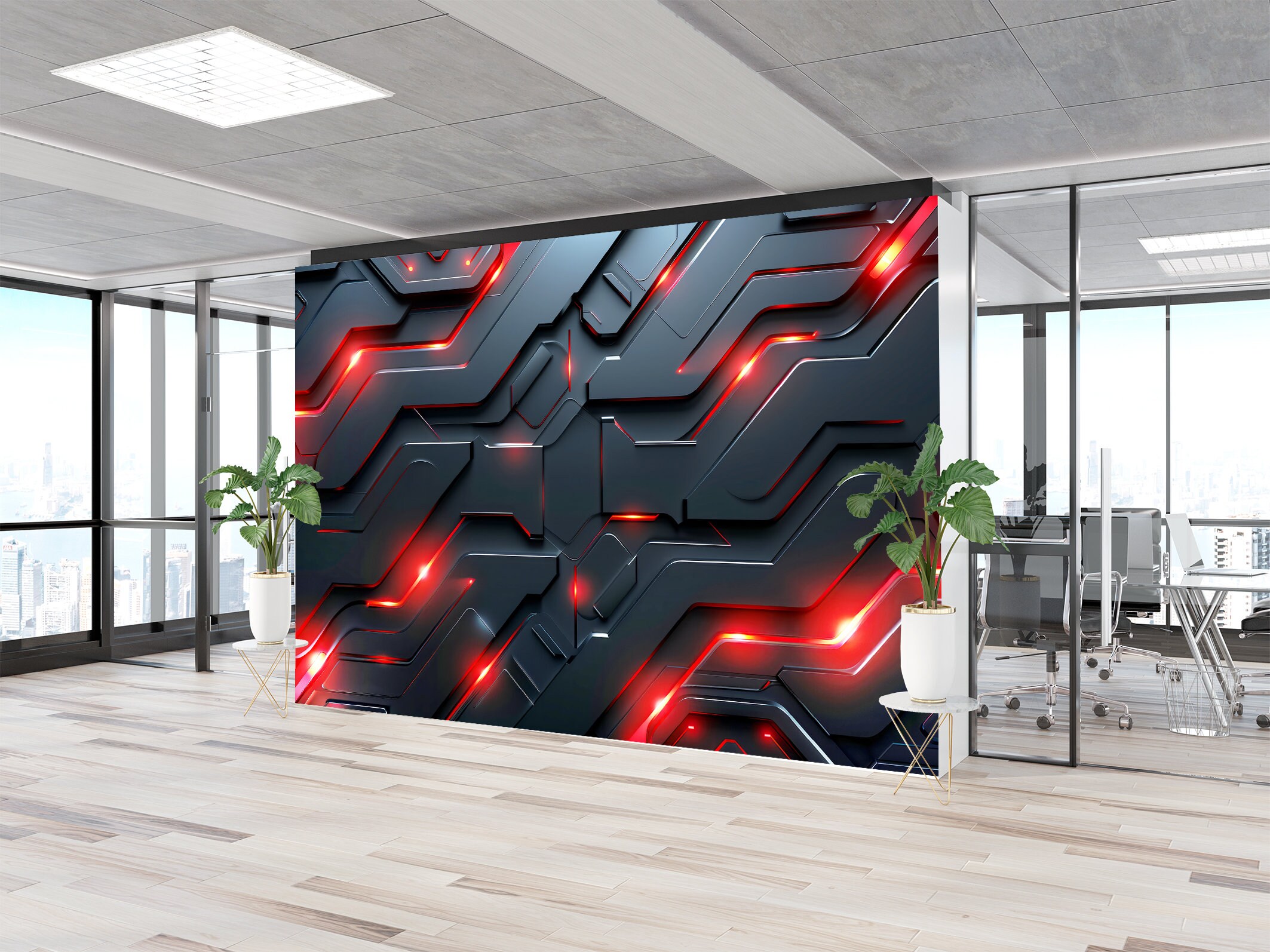 Tech Cyber Style Wallpaper Techno Wall Art Mural Hi Tech Technology ...