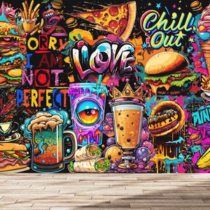 Street Food Art Wallpaper Graffiti Urban Street Art Wall Mural Food ...