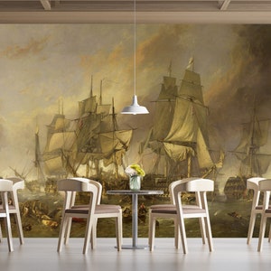 Ship Battle of Trafalgar Reproduction & Old Sailboat Wall Art Mural ...