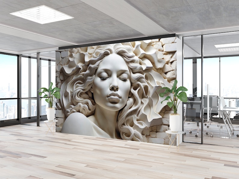 Statue Woman Wallpaper Ancient Woman Sculpture Wall Mural Room Peel and ...
