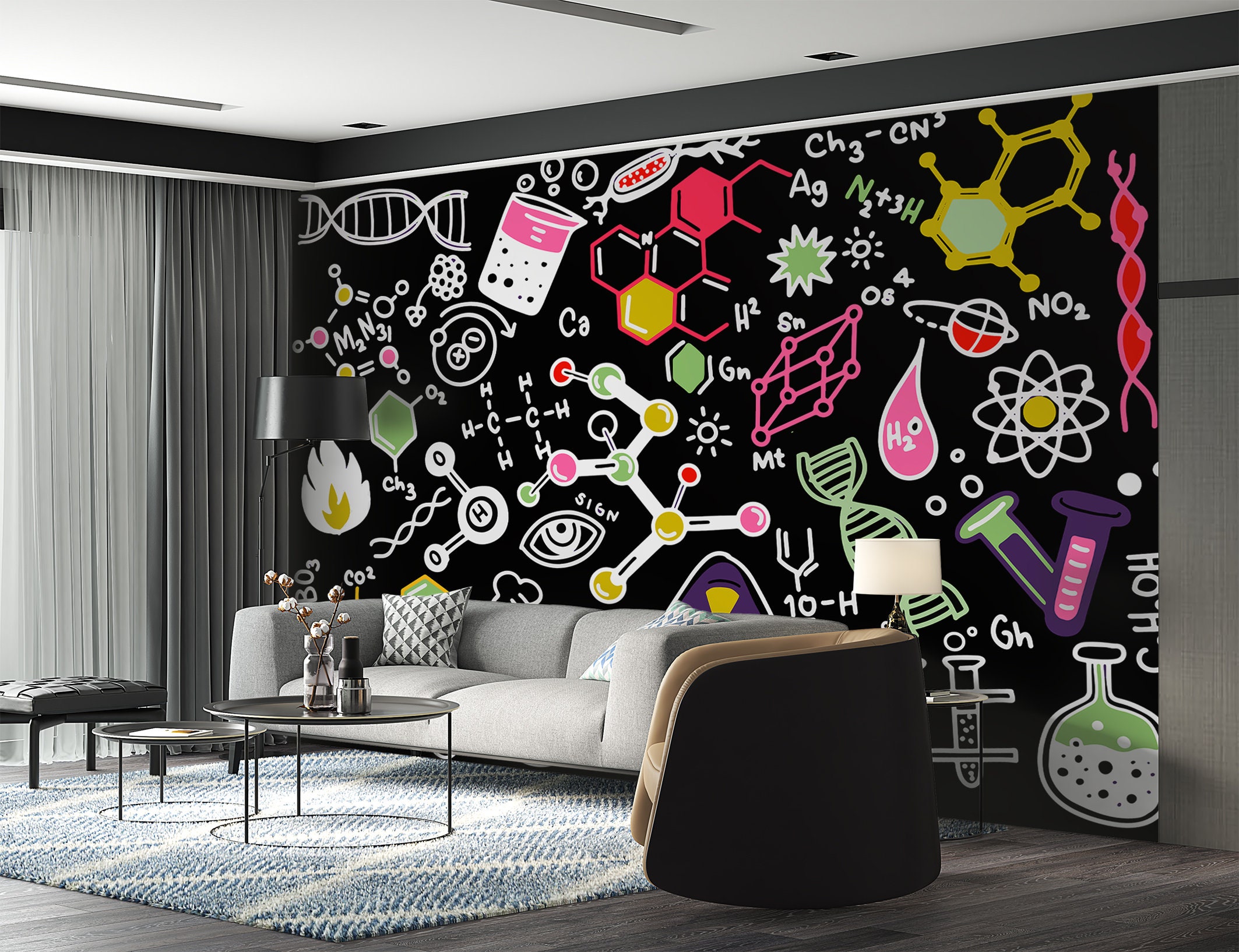 Chemistry Science Wallpaper & School Education Wall Mural Wall - Etsy