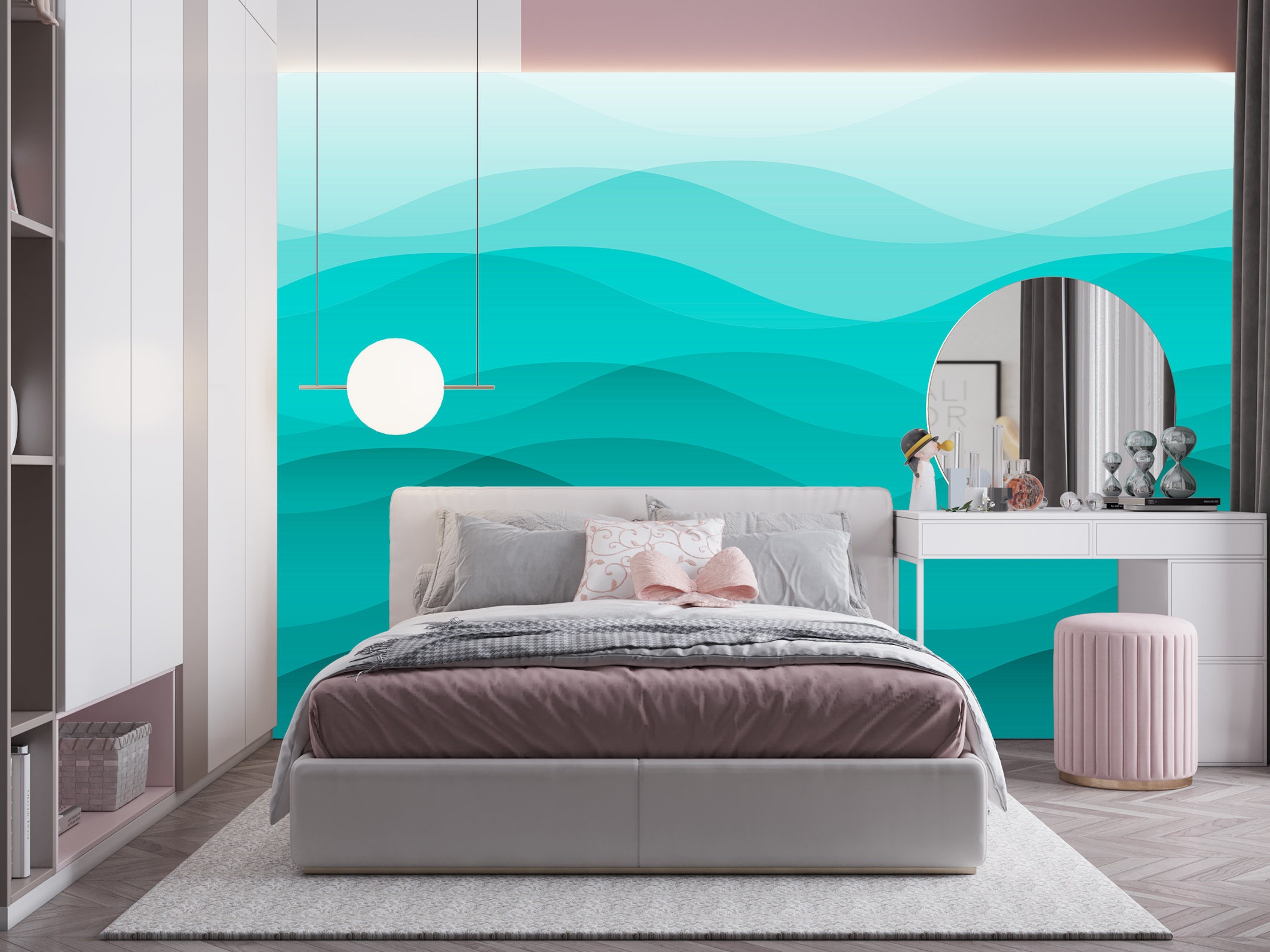 Abstract Wave Blue Wallpaper & Wall Art Mural Abstract Ocean - Etsy