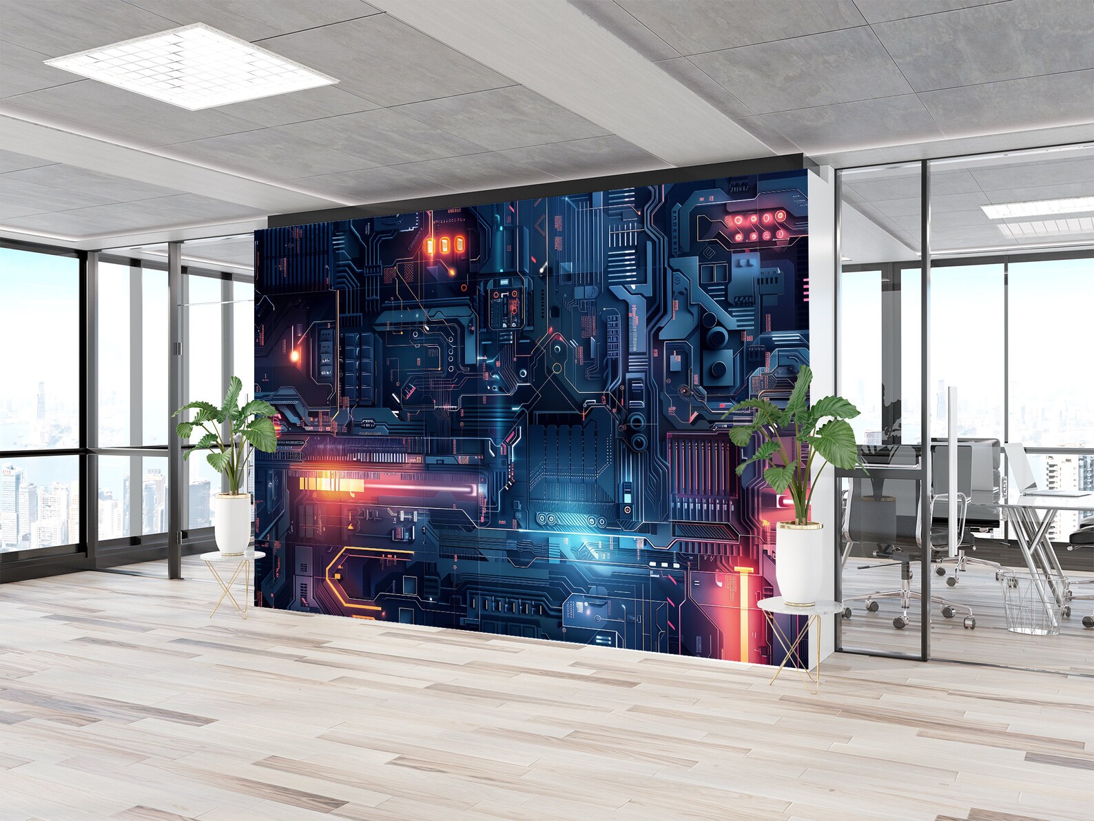 Technology Microchip Abstract Wallpaper Games Wall Art Mural Decor Hi ...