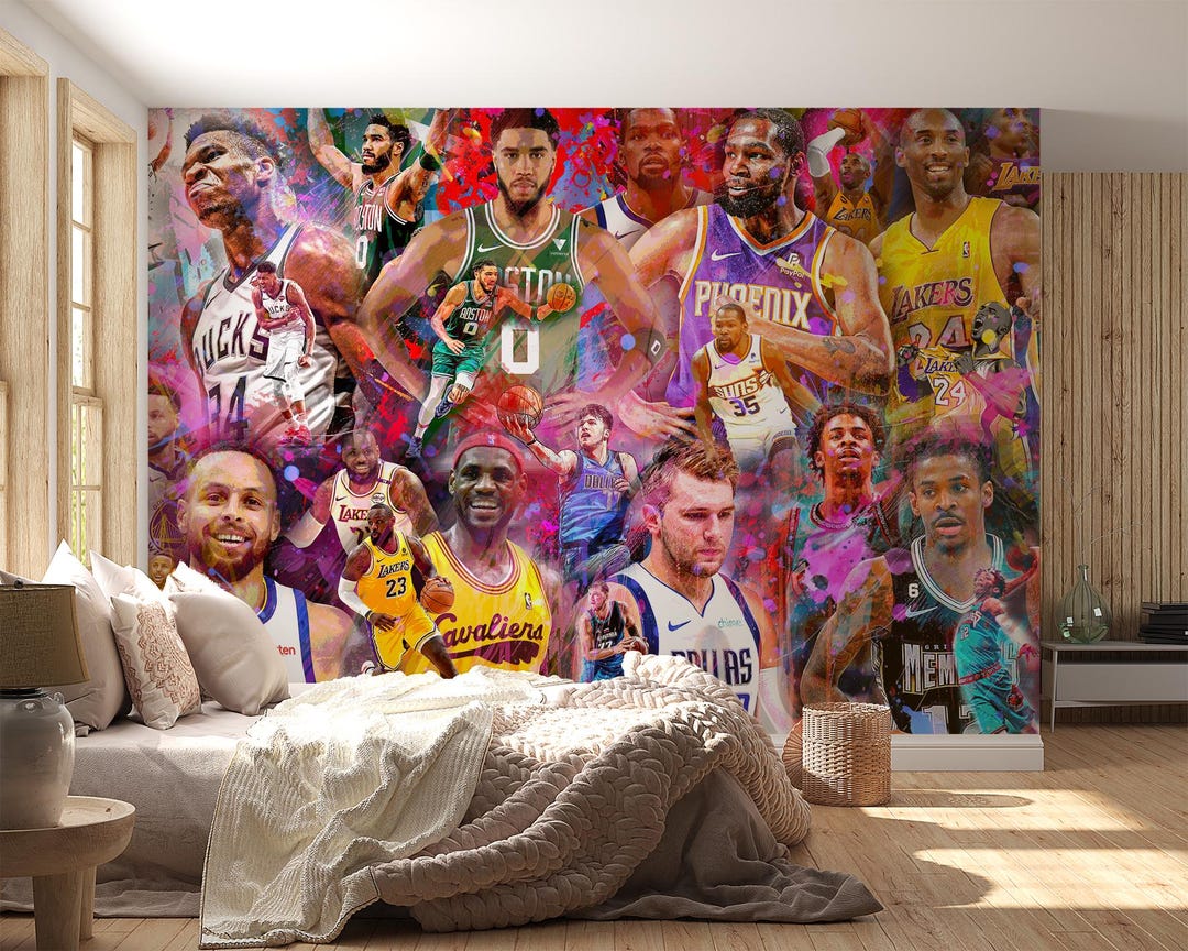 Colorful Basketball Wallpaper Basketball Team Collage Kids Playroom ...