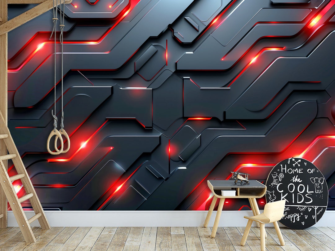 Tech Cyber Style Wallpaper Techno Wall Art Mural Hi Tech Technology ...