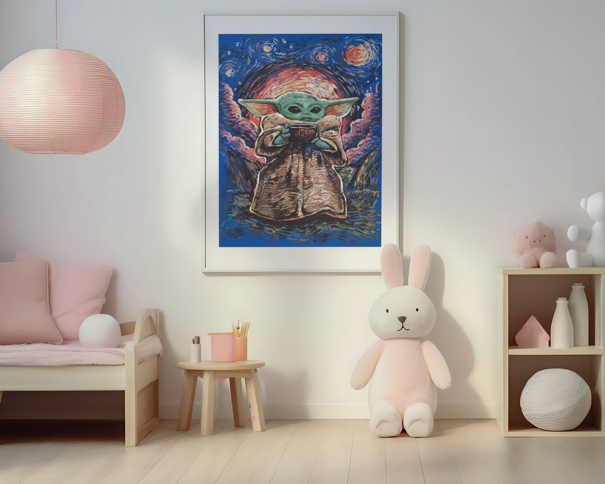 Grogu Poster | Grogu Starry Night Poster | Baby Yoda Poster | the Child ...