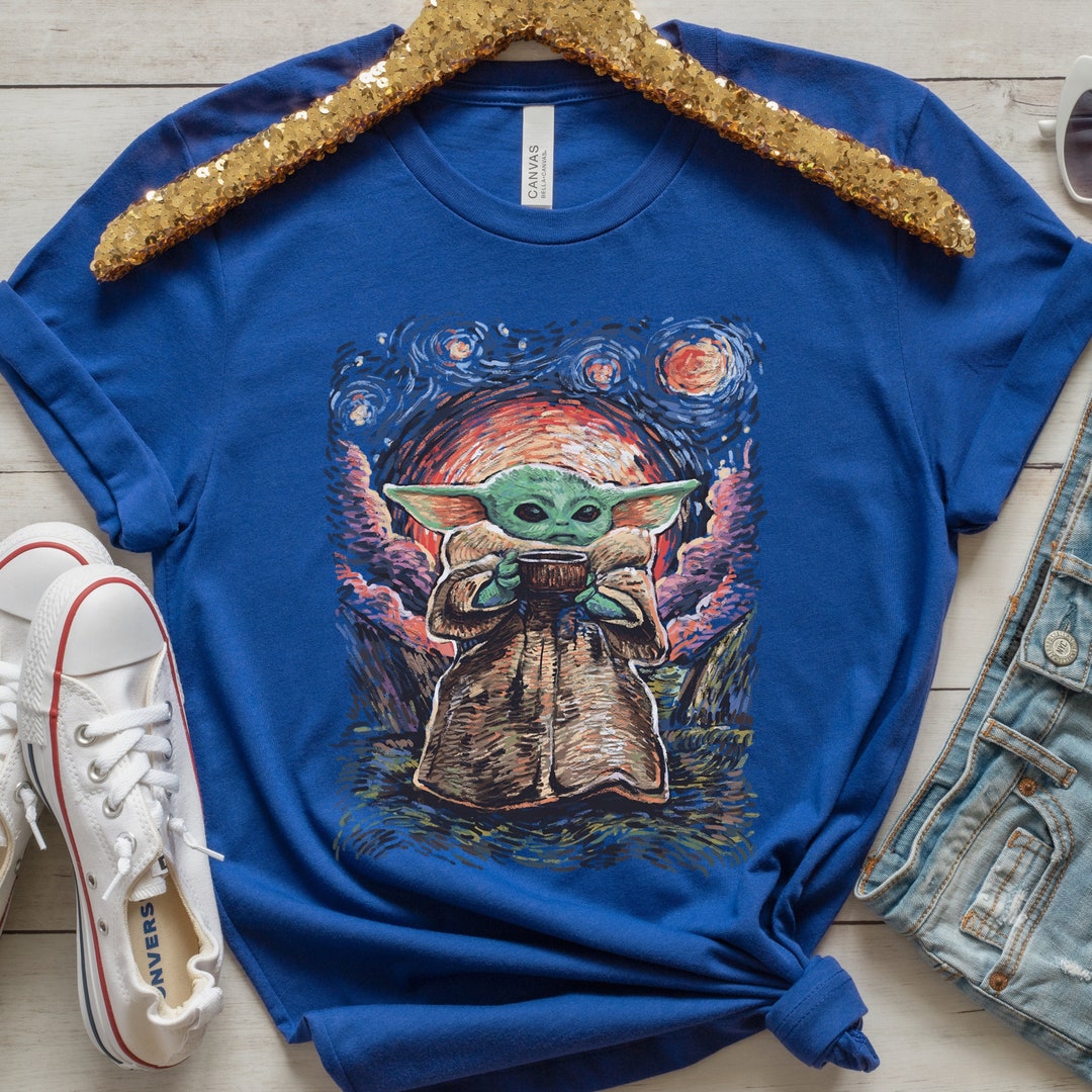 Grogu Starry Night, Grogu Shirt, Grogu Van Gogh Painting Shirt, Baby ...