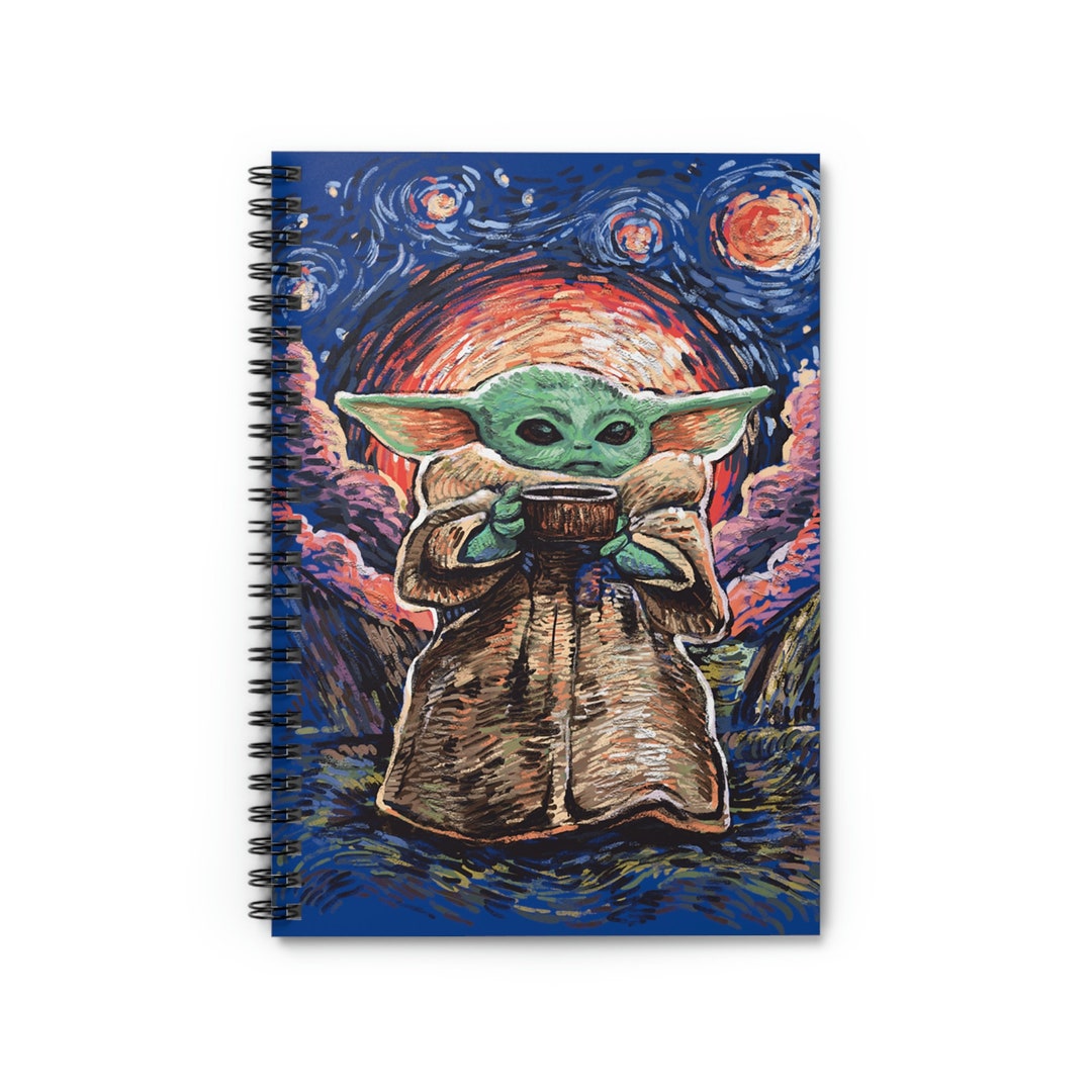 Grogu Starry Night Notebook, Spiral Ruled Grogu Notebook, Grogu Van ...