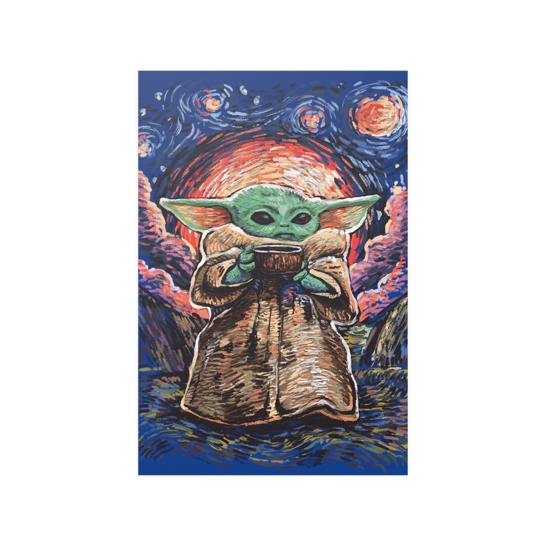 Grogu Poster | Grogu Starry Night Poster | Baby Yoda Poster | the Child ...