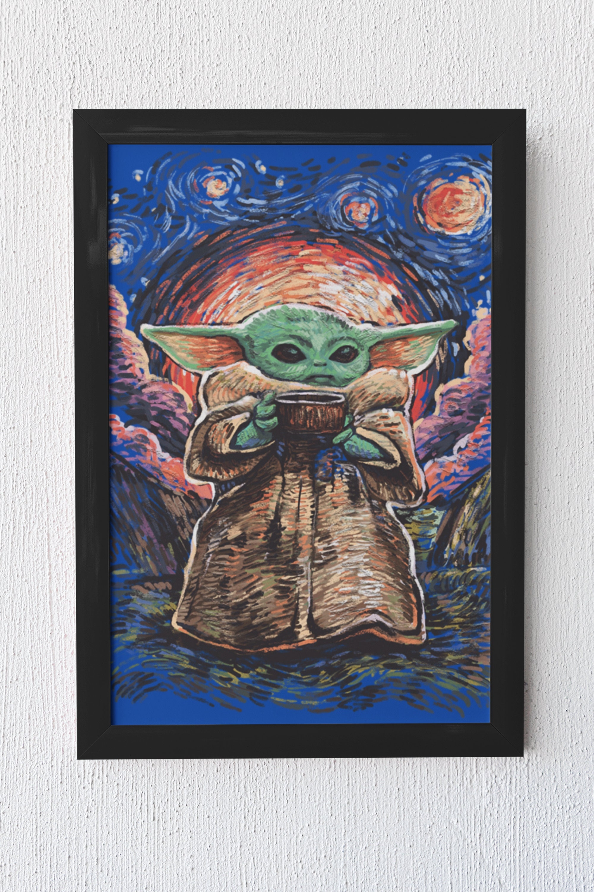 Grogu Poster | Grogu Starry Night Poster | Baby Yoda Poster | the Child ...