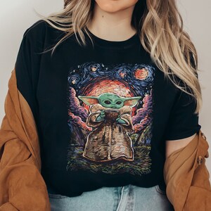 Grogu Starry Night, Grogu Shirt, Grogu Van Gogh Painting Shirt, Baby ...