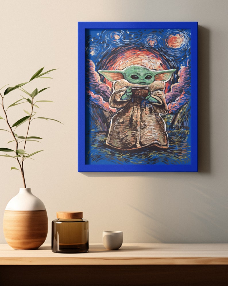 Grogu Poster | Grogu Starry Night Poster | Baby Yoda Poster | the Child ...