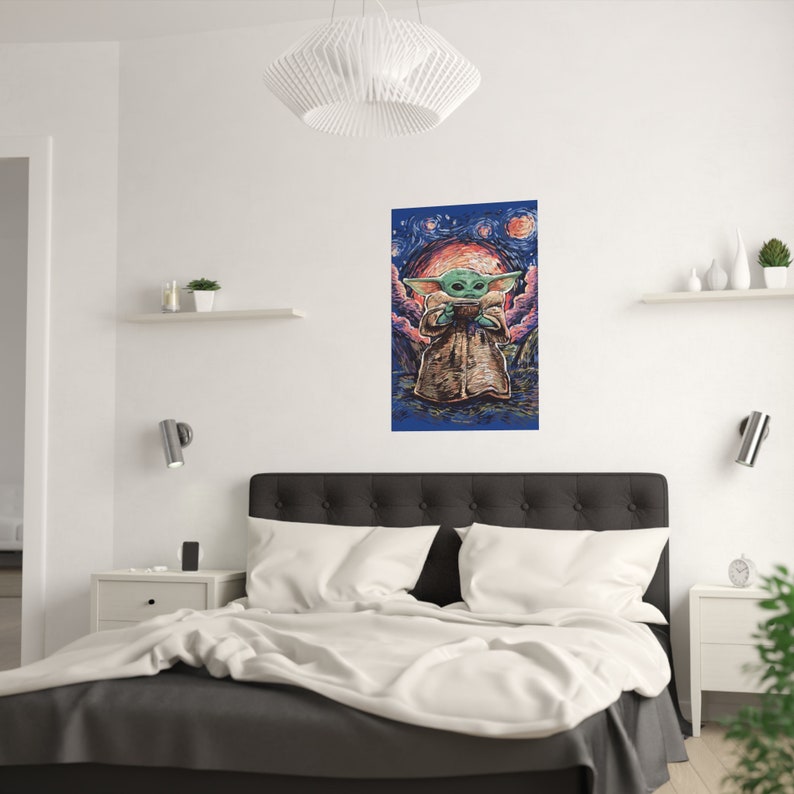 Grogu Poster | Grogu Starry Night Poster | Baby Yoda Poster | the Child ...