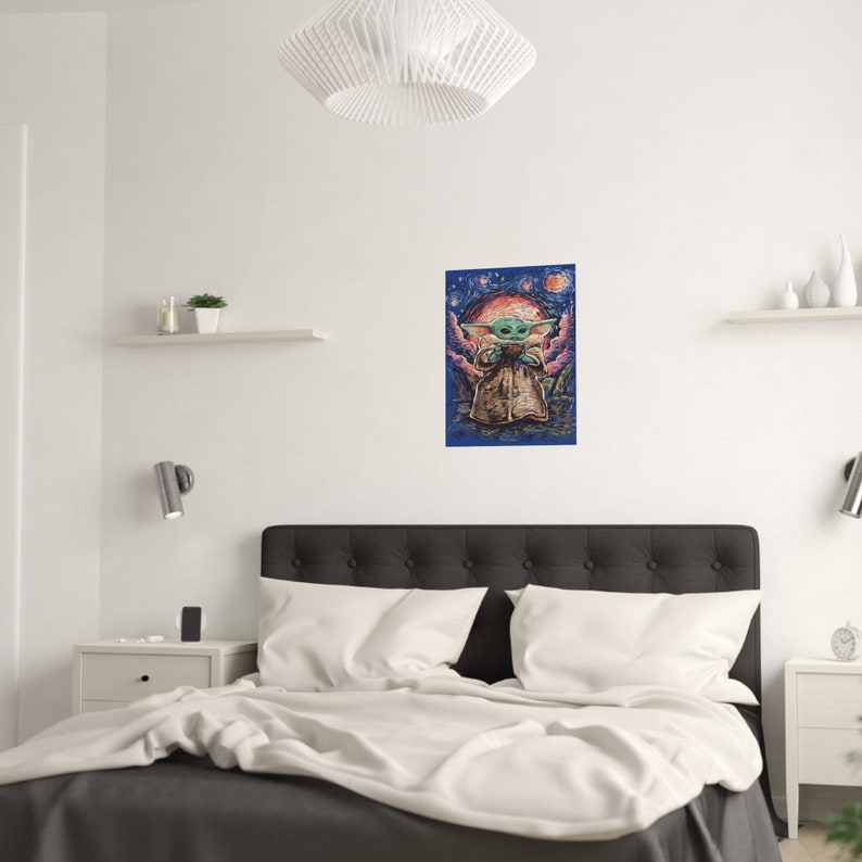 Grogu Poster | Grogu Starry Night Poster | Baby Yoda Poster | the Child ...